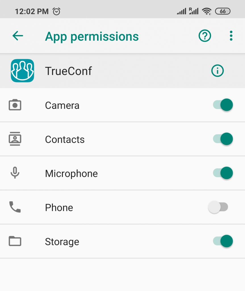 TrueConf mobile application permissions