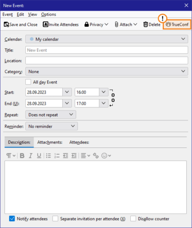 How to create a TrueConf meeting for a Thunderbird event — Video ...