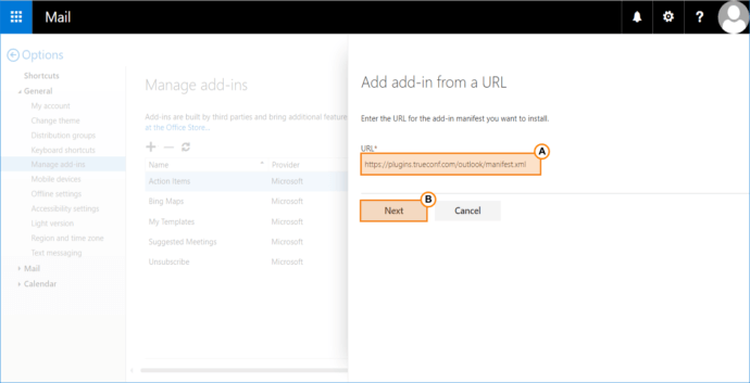How Outlook users can install TrueConf add-on